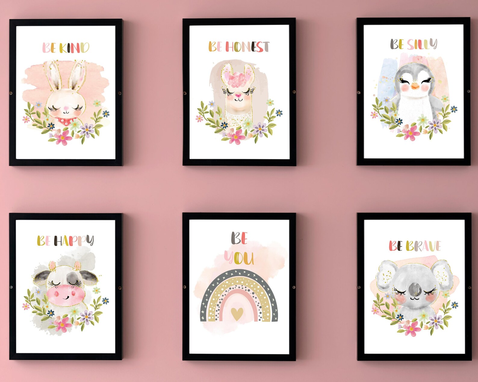 Cute Printable Baby Animal Wall Art Set of 6 Nursery | Etsy