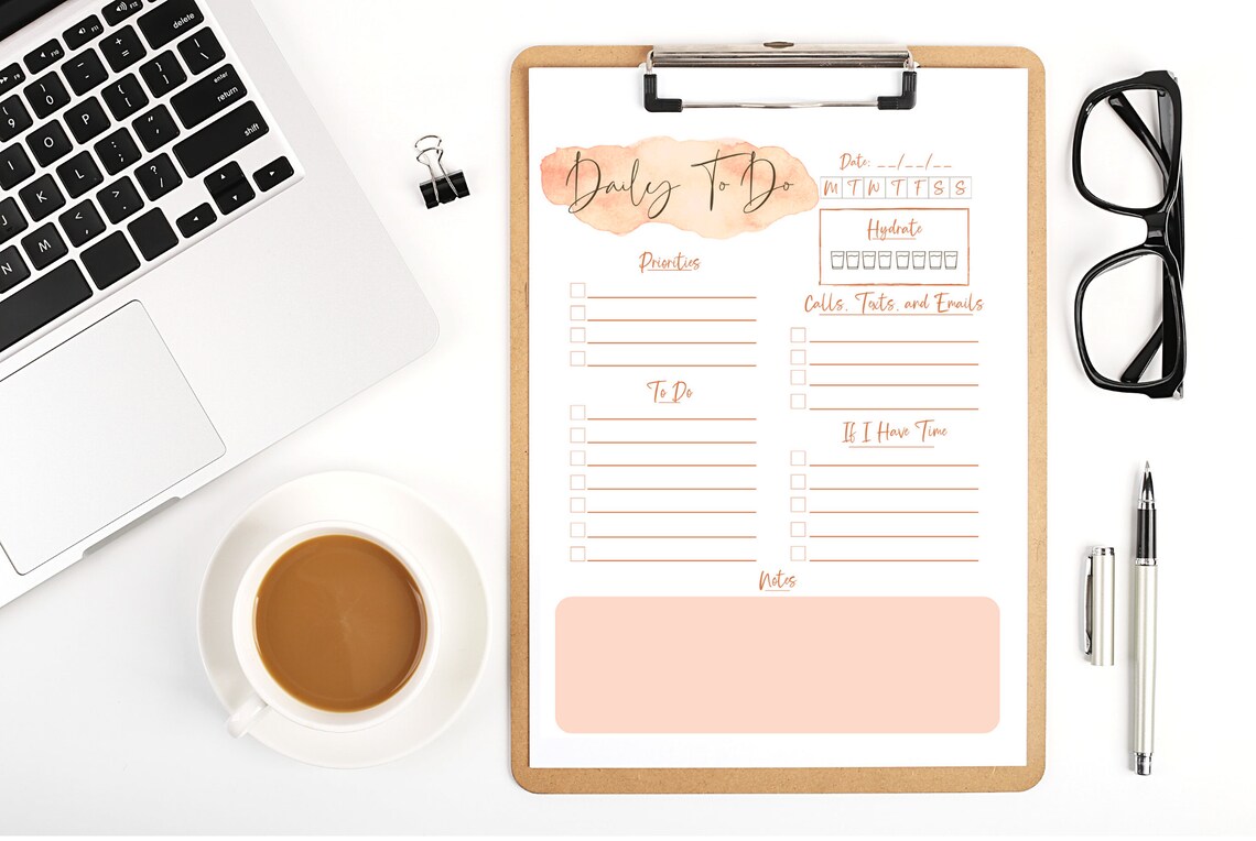 Peachy Daily to Do List, Daily Task List, Planner Insert, Fillable ...