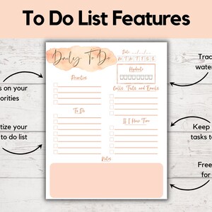 Peachy Daily to Do List, Daily Task List, Planner Insert, Fillable ...