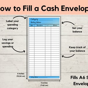 Cash Envelope System Inserts Printable, Cash Tracker for Envelopes, 3x6 ...
