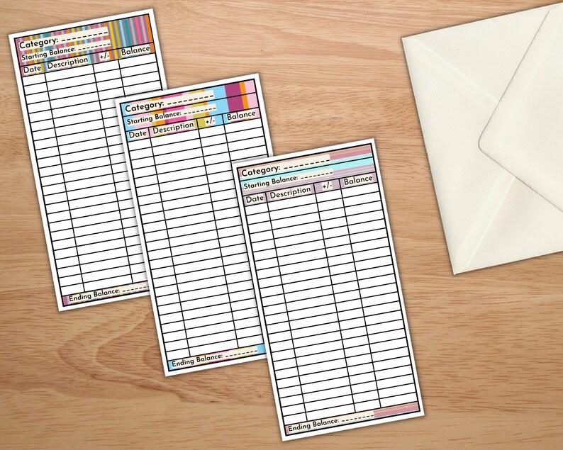 Cash Envelope System Inserts Printable, Cash Tracker for Envelopes, 3x6 ...