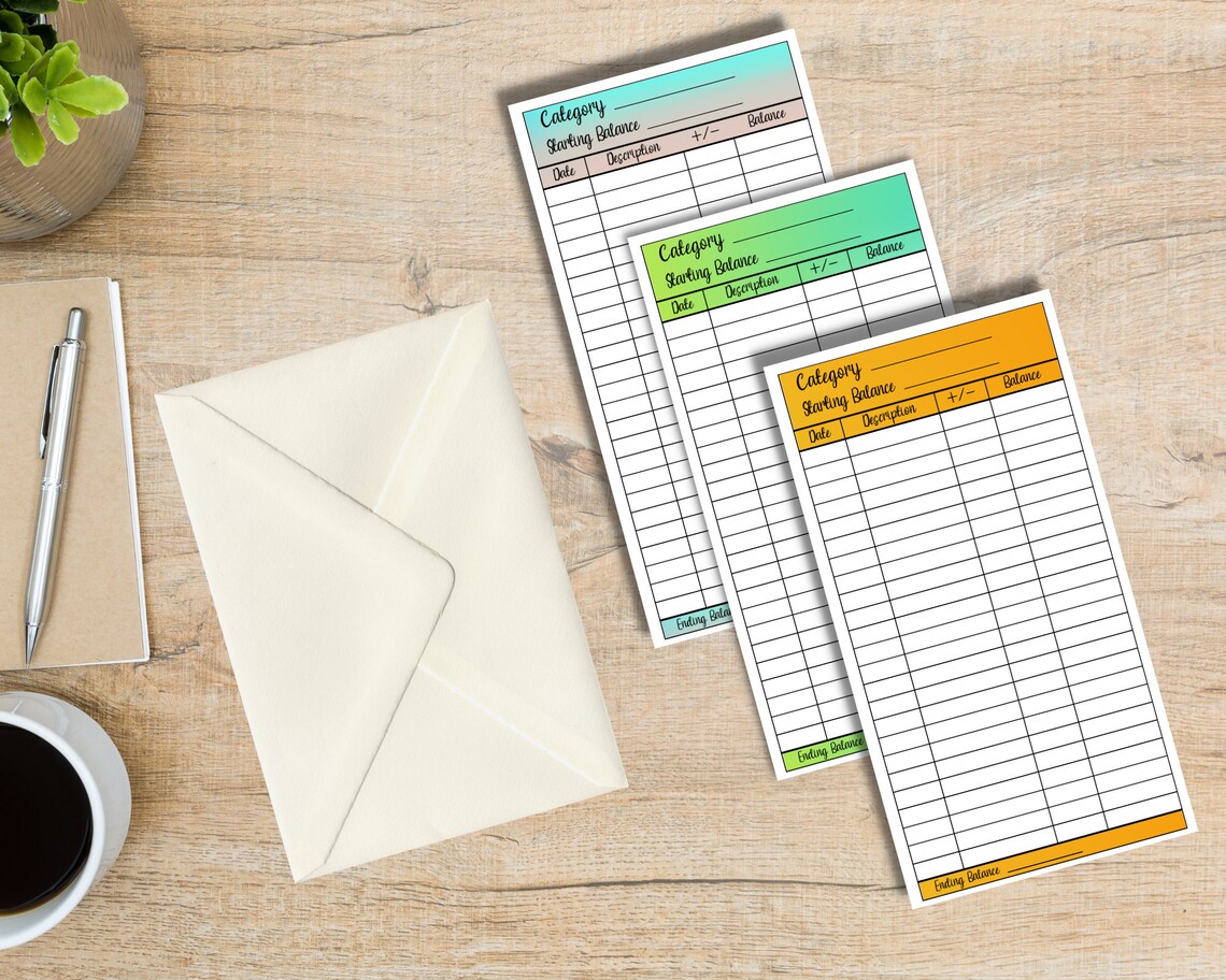 Cash Envelope System Inserts Printable, Cash Tracker for Envelopes, 3x6 ...