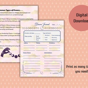 Dream Journal Printable Tracker Pages. Dream Interpretation Log ...