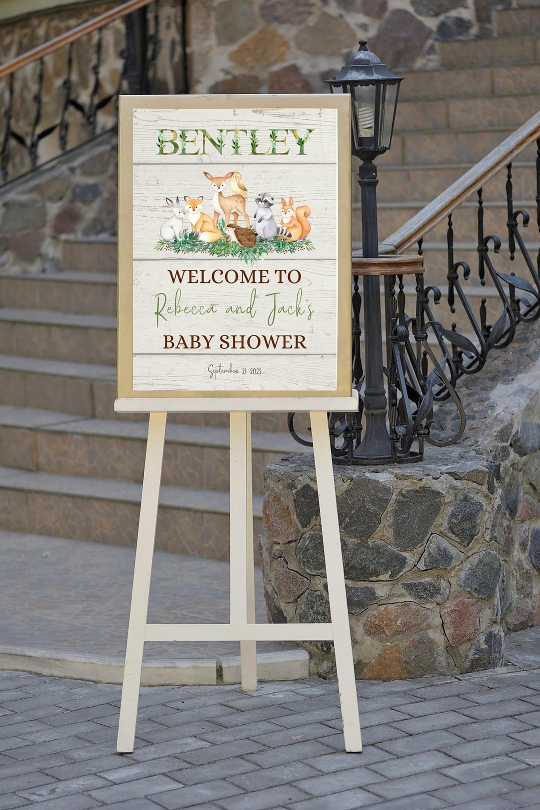 Woodland Baby Shower Welcome Sign, Forest Animals, Personalized Baby ...