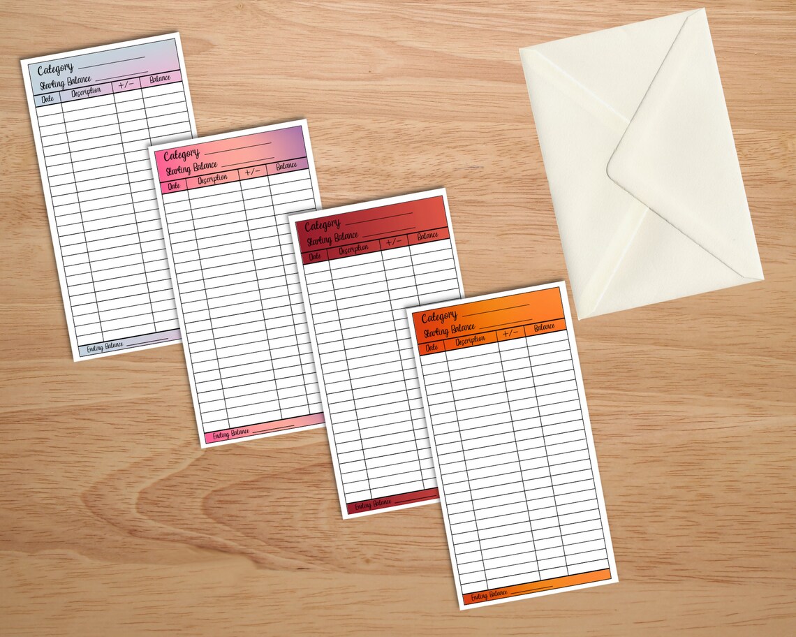 Cash Envelope System Inserts Printable, Cash Tracker for Envelopes, 3x6 ...