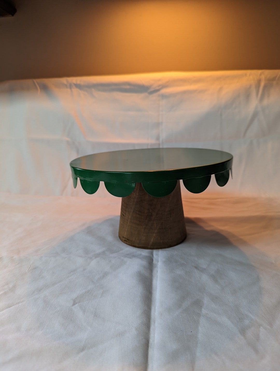 Green Riser/cake Stand 8" Round With Wood Base - Etsy