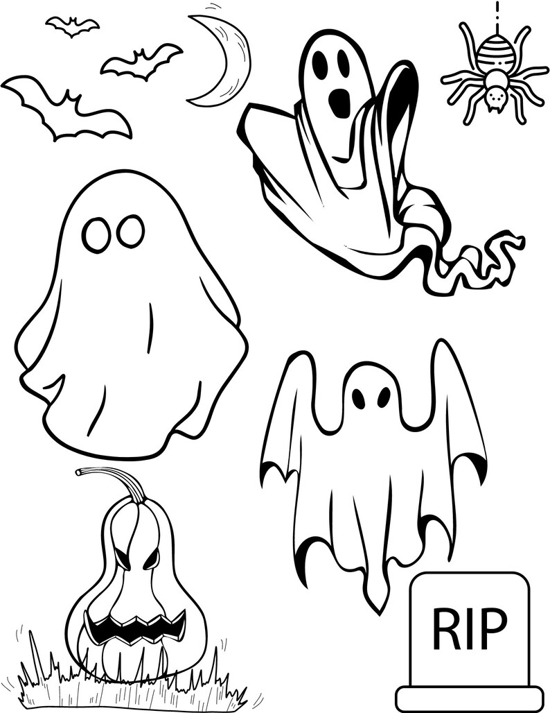 Halloween Coloring Page -1 - Etsy