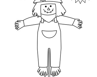 Fall Halloween Coloring Page Scarecrow - Etsy