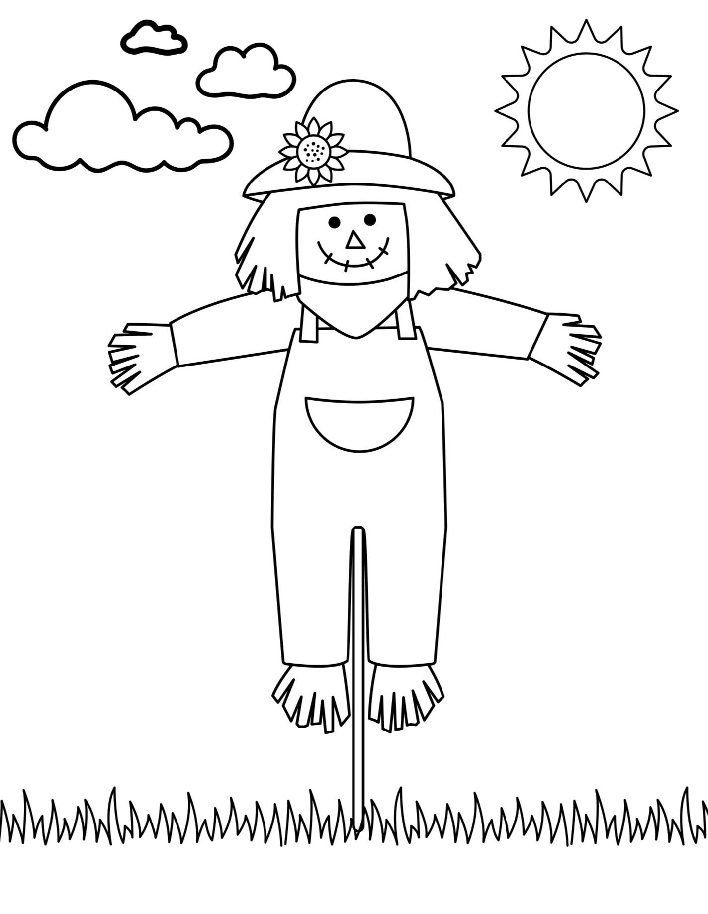Fall Halloween Coloring Page Scarecrow - Etsy
