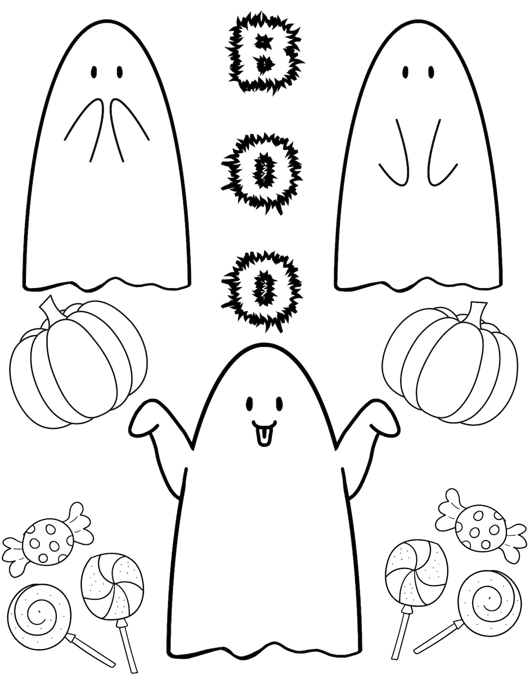 Halloween Coloring Page - BOO - Etsy