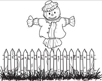 Scarecrow Zentangle Drawing Coloring Page to Print Download Spooky Fear ...