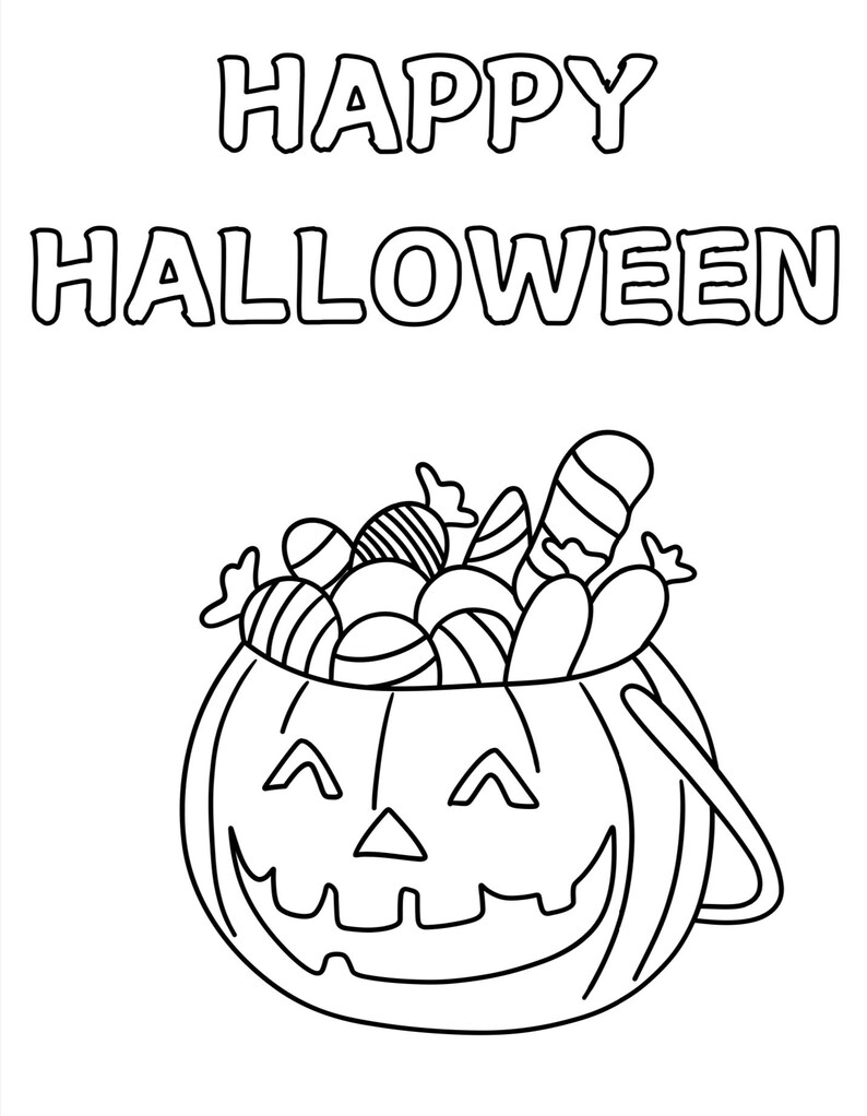Halloween Coloring Page Candy Jack O Lantern - Etsy