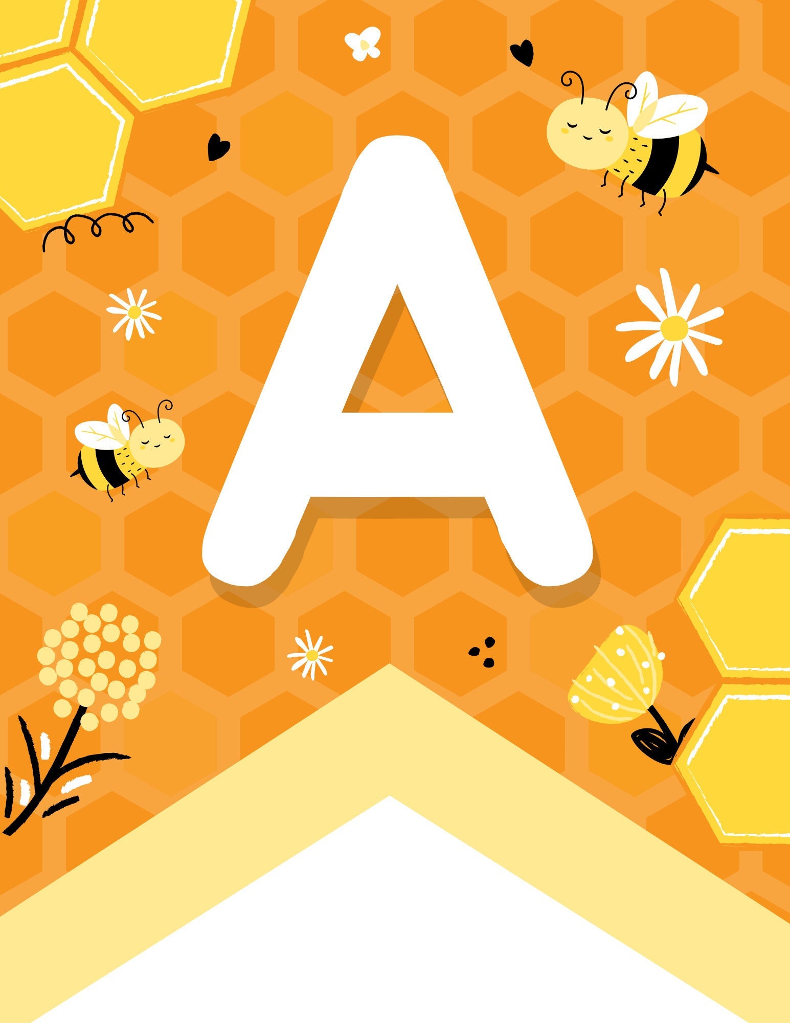 Bee Theme Alphabet Letter Posters - Printable Teaching Supplies - Etsy