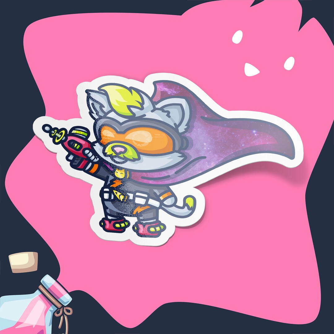 Cute Galaxy Cat Sticker, Funny Space Cat Sticker, Kawaii Cat Stickers ...