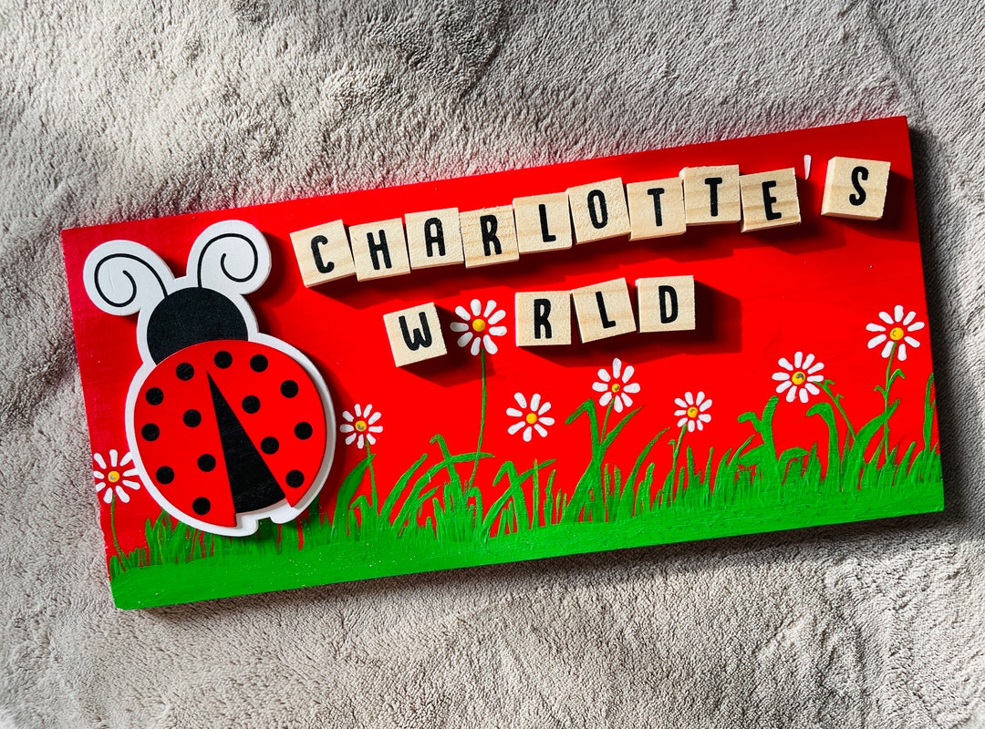 LADYBUG AND DAISY Theme Hand-painted Custom Sign | Personalize Wooden ...