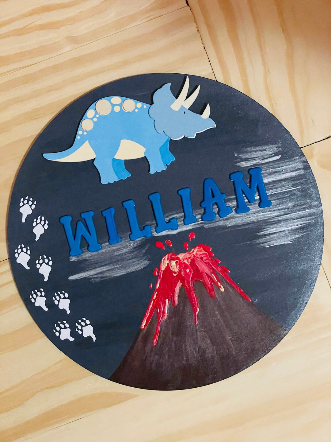 DINOSAUR Theme Hand-painted Custom Sign | Personalize Wooden 3D Name ...