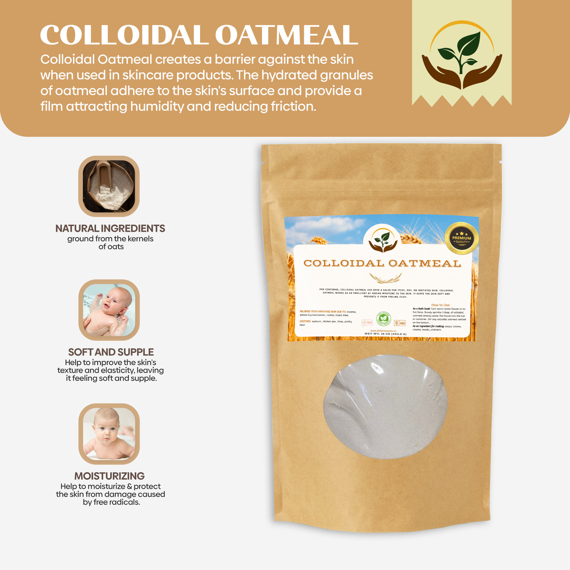 Organic Colloidal Oatmeal for Dry Itchy Skin | Colloidal Oatmeal for ...