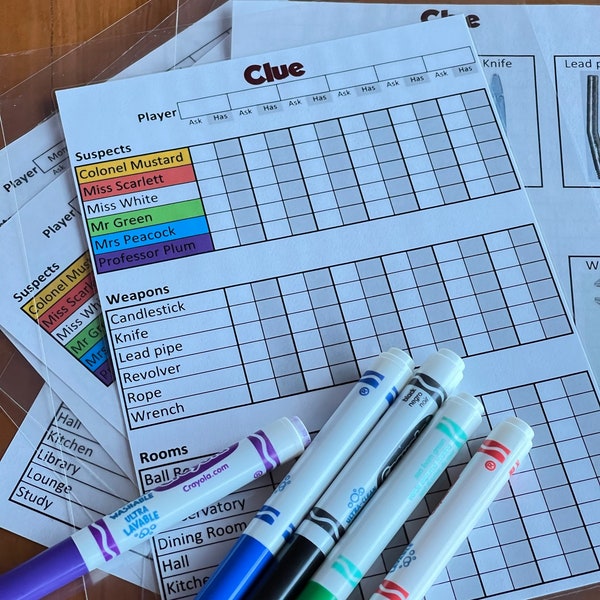 Cluedo Printable Sheets - Etsy UK