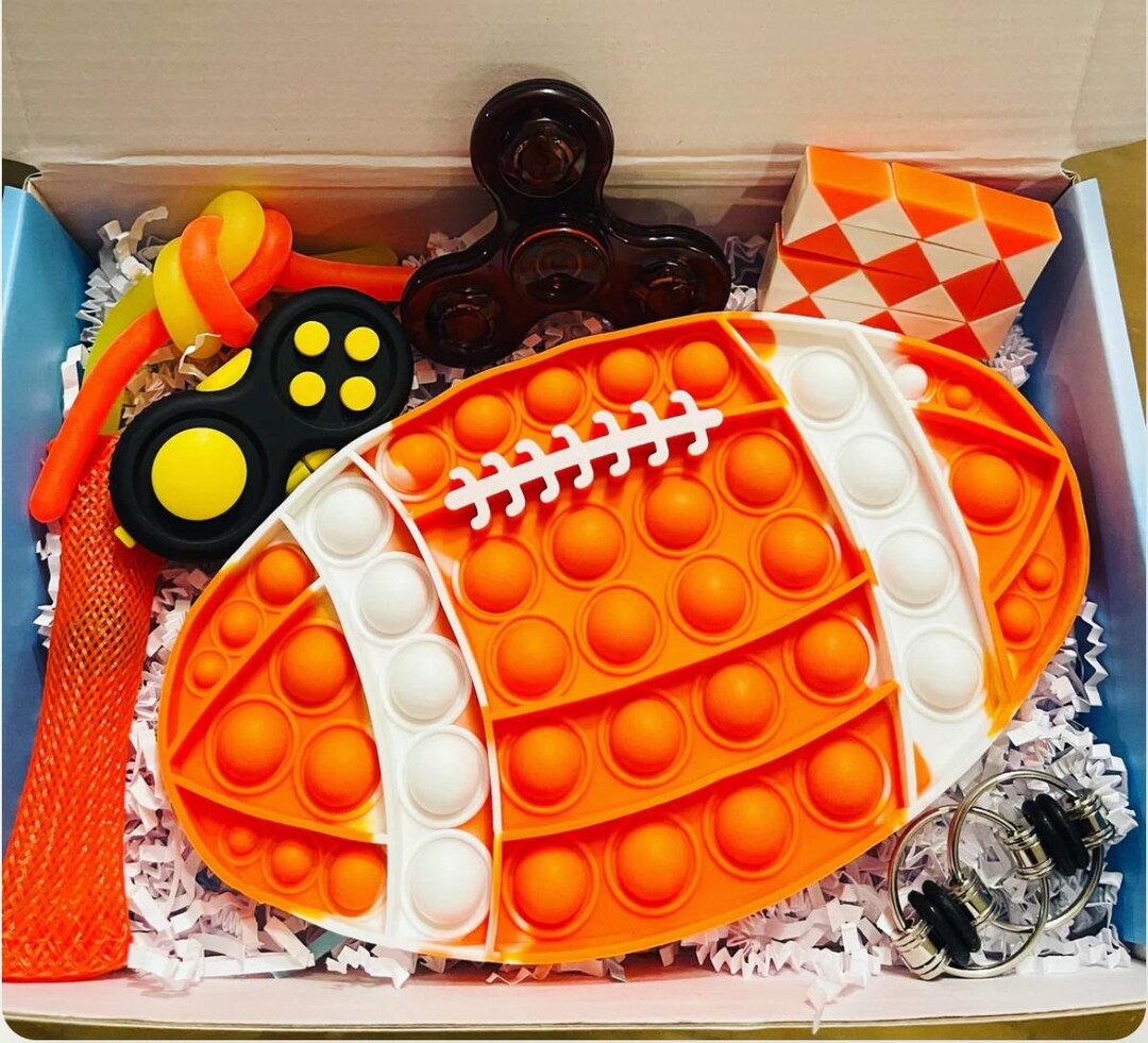 Football Pop It Fidget Sensory Box With Fidget Spinner - Etsy