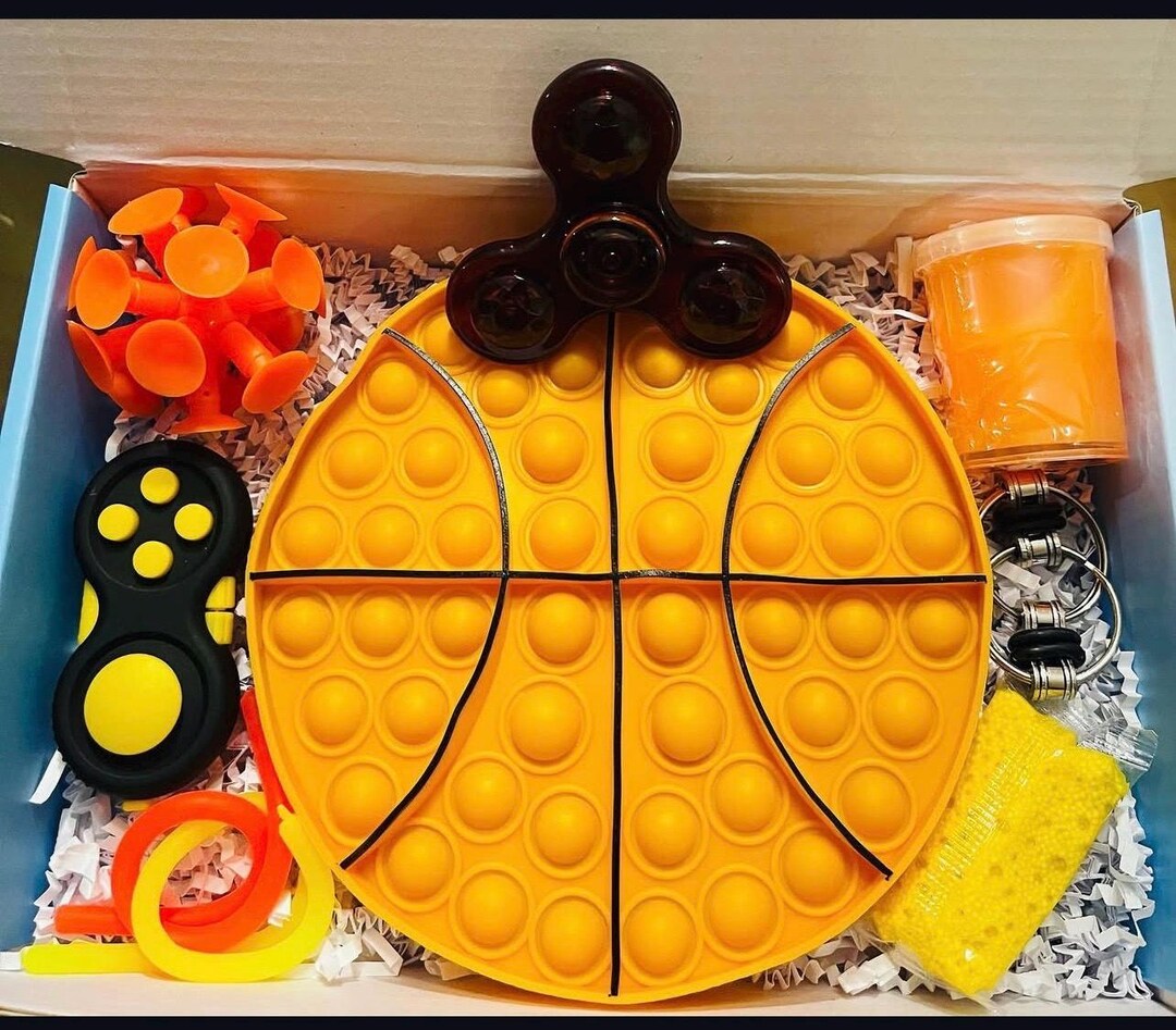 Basketball Themed Pop Fidget Sensory Play Kit With Glow in the Dark ...