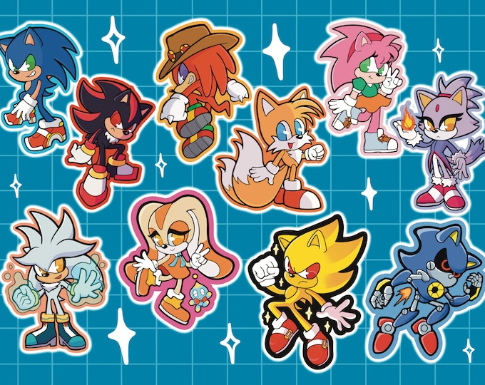 Sonic Stickers Shadow Knuckles Tails Classic Amy Blaze Silver Cream ...
