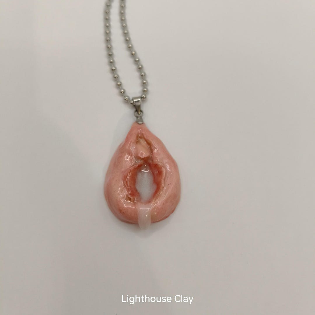 Cum Dripping Vulva Creampie Vagina Yoni With Labia Handmade and Sculptured Polymer Clay Pendant ...