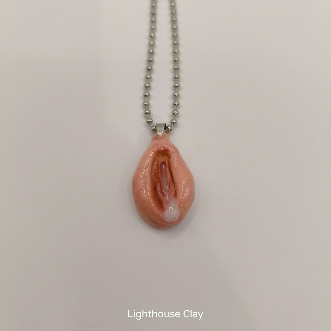 Small Creampie Cum Vulva Vagina Yoni With Labia Handmade and Sculptured Polymer Clay Pendant ...