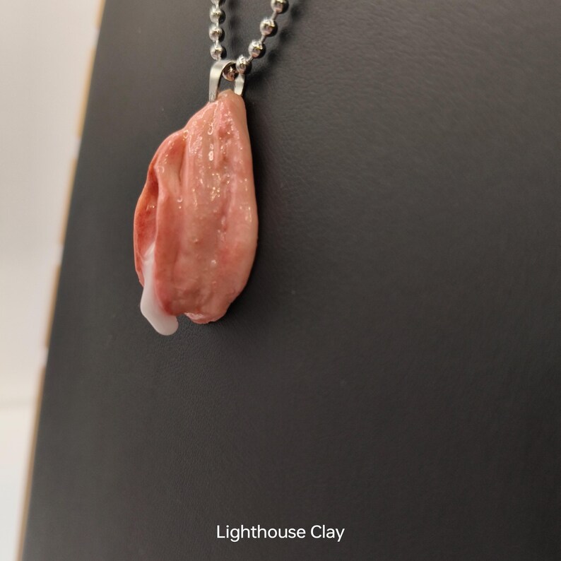 Creampie Cum Dripping Vulva Vagina Yoni With Labia Handmade and Sculptured Polymer Clay Pendant ...