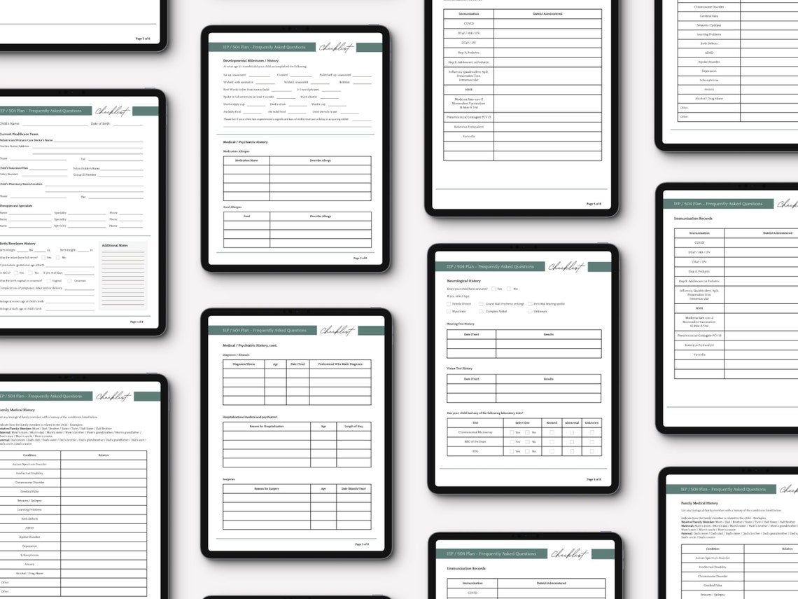IEP FAQ Checklist | 504 Plan | Infant | Child | Medical History FAQ - Etsy