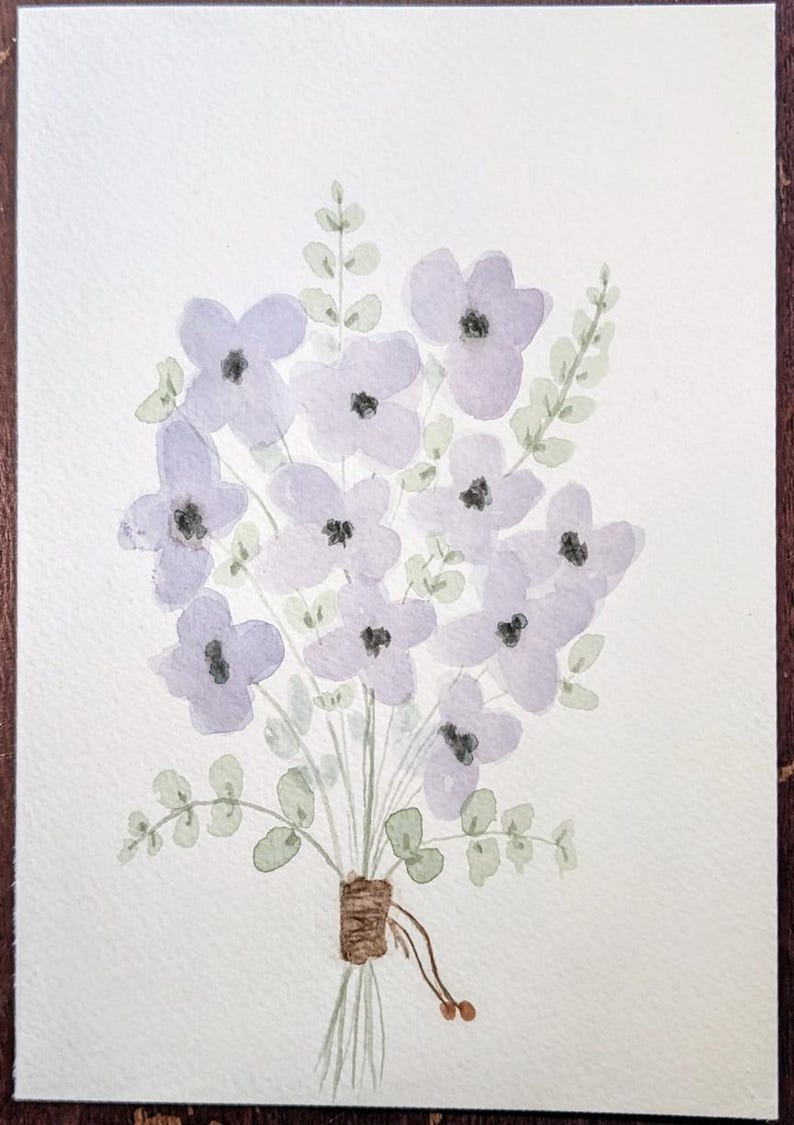 Hand Painted Flower Greeting Card - Etsy