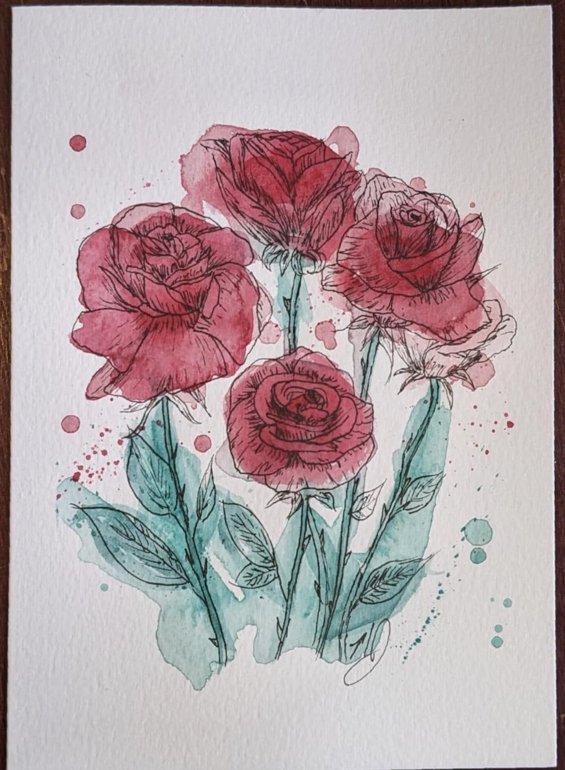 Hand Painted Flower Greeting Card - Etsy