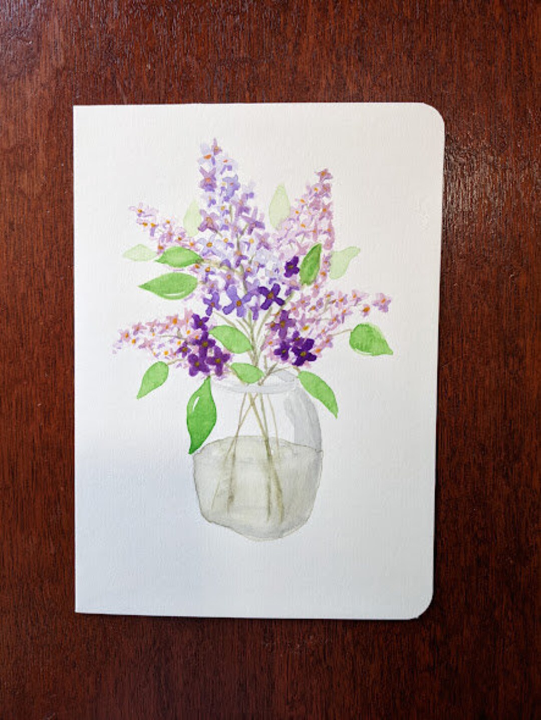 Hand Painted Flower Greeting Card - Etsy