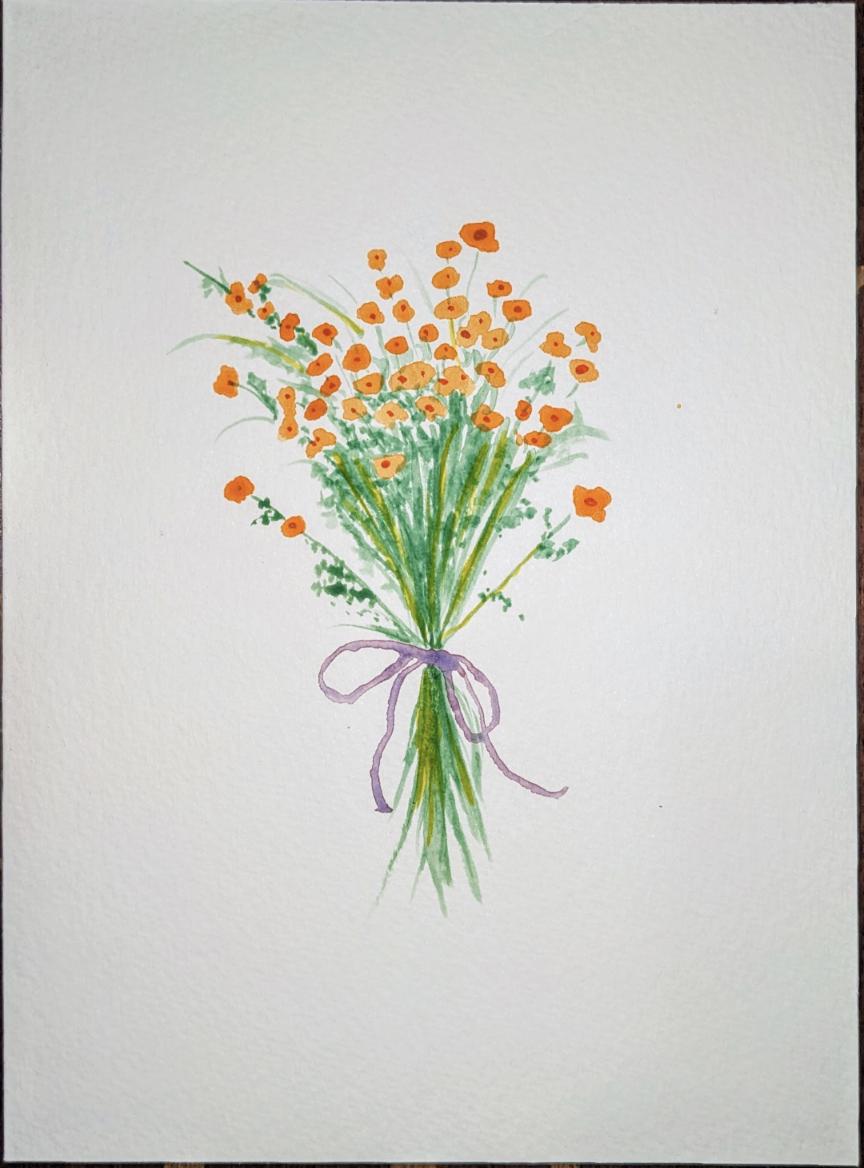 Hand Painted Flower Greeting Card - Etsy