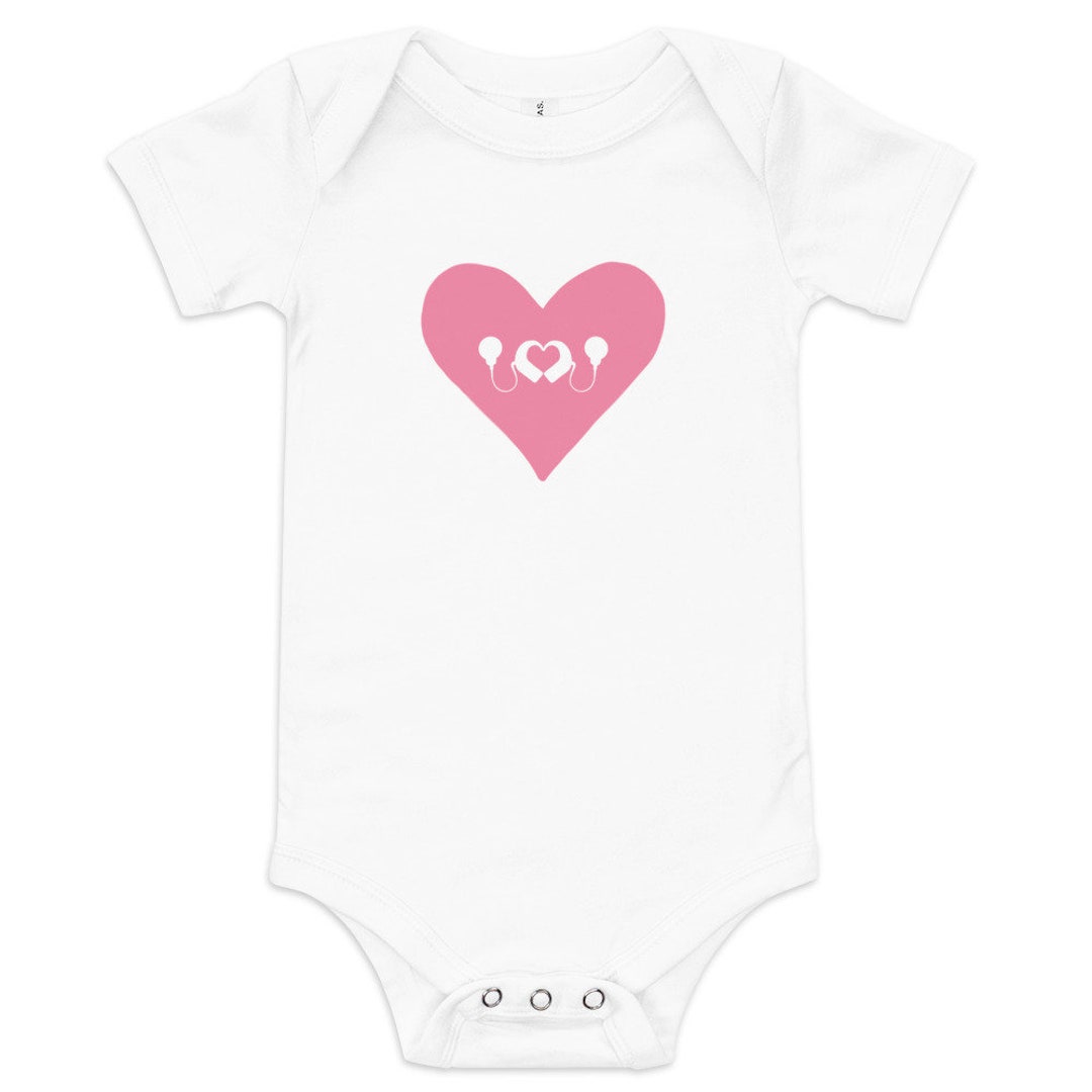 Cochlear Implant Pink Heart Baby Short Sleeve One Piece up to 24m - Etsy