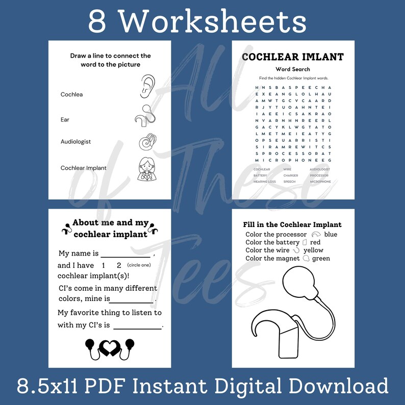 Cochlear Implant Worksheets Digital Download Only - Etsy