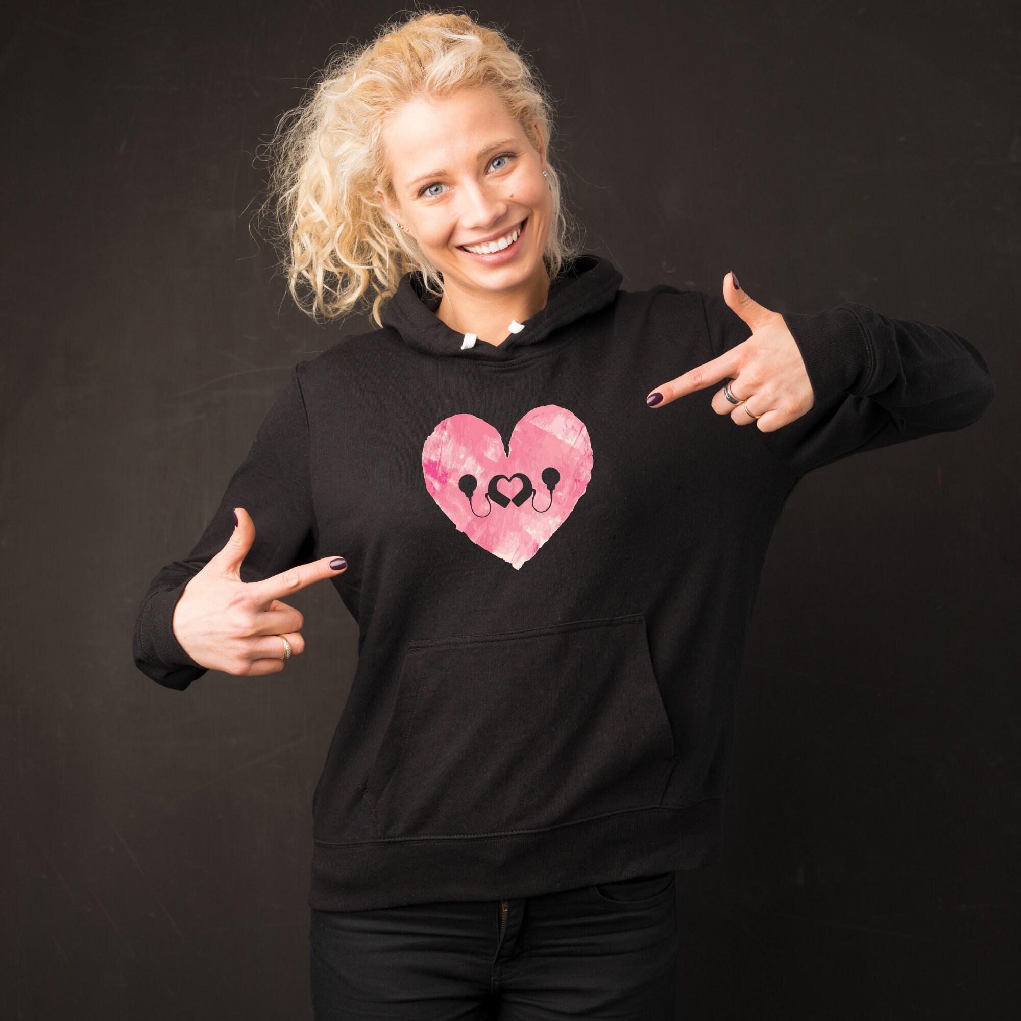 Instant Digital Download Pink Watercolor Heart With Cochlear Implant ...