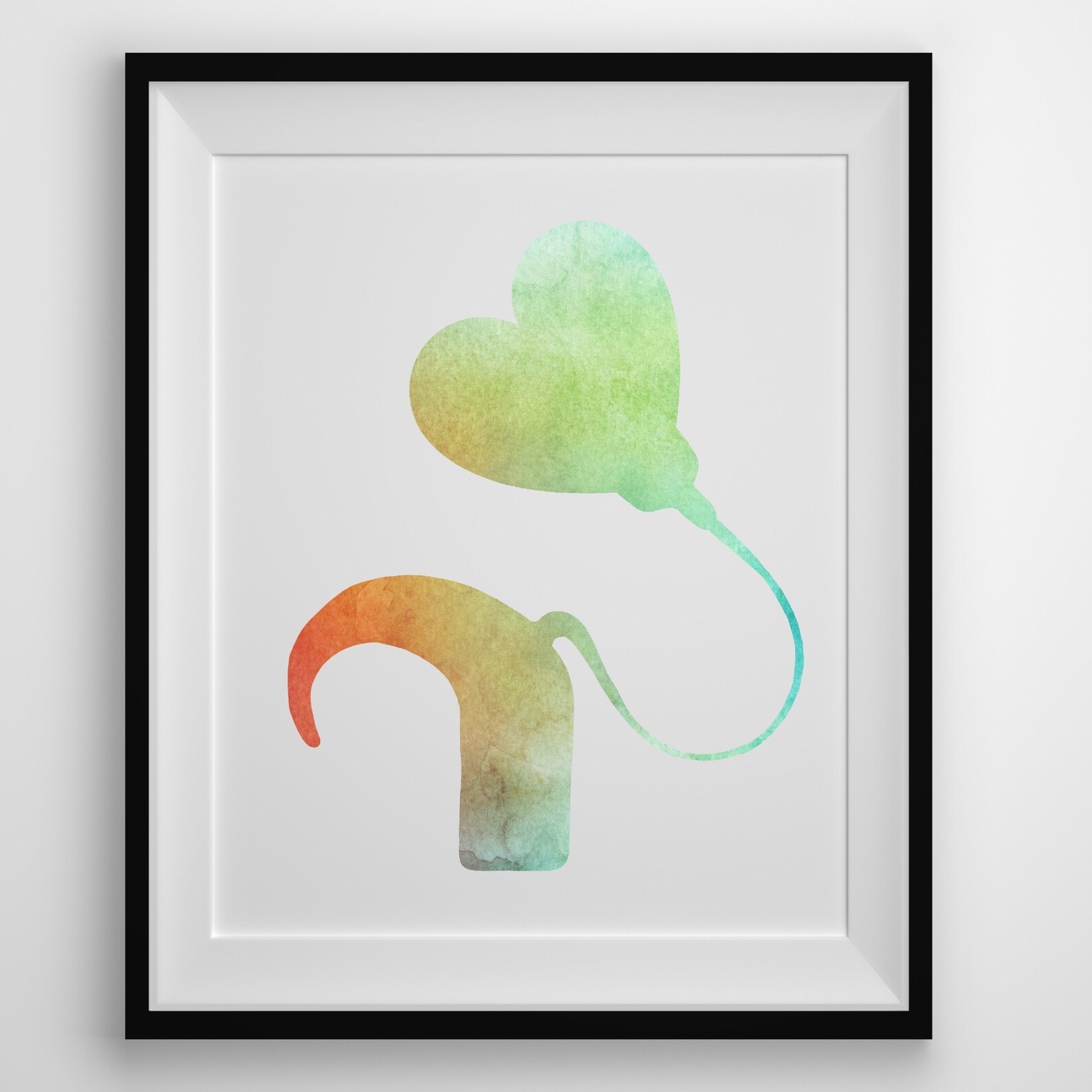 Cochlear Implant Water Color Rainbow With Heart PNG SVG Instant Digital ...