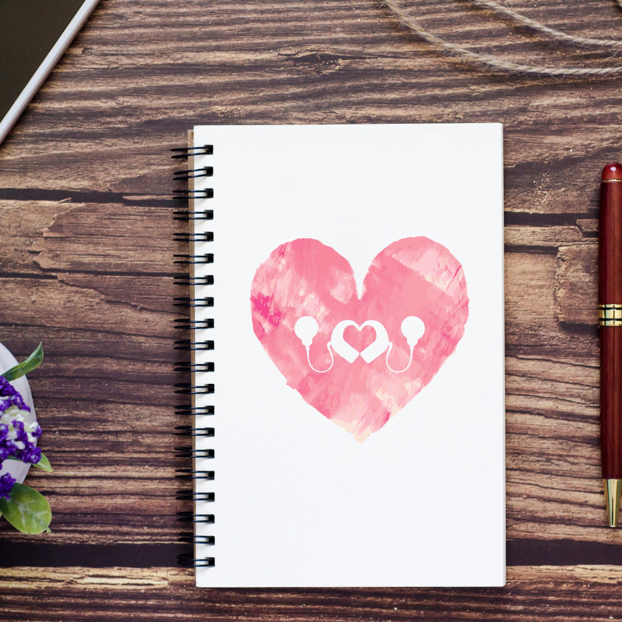 Instant Digital Download Pink Watercolor Heart With Cochlear - Etsy