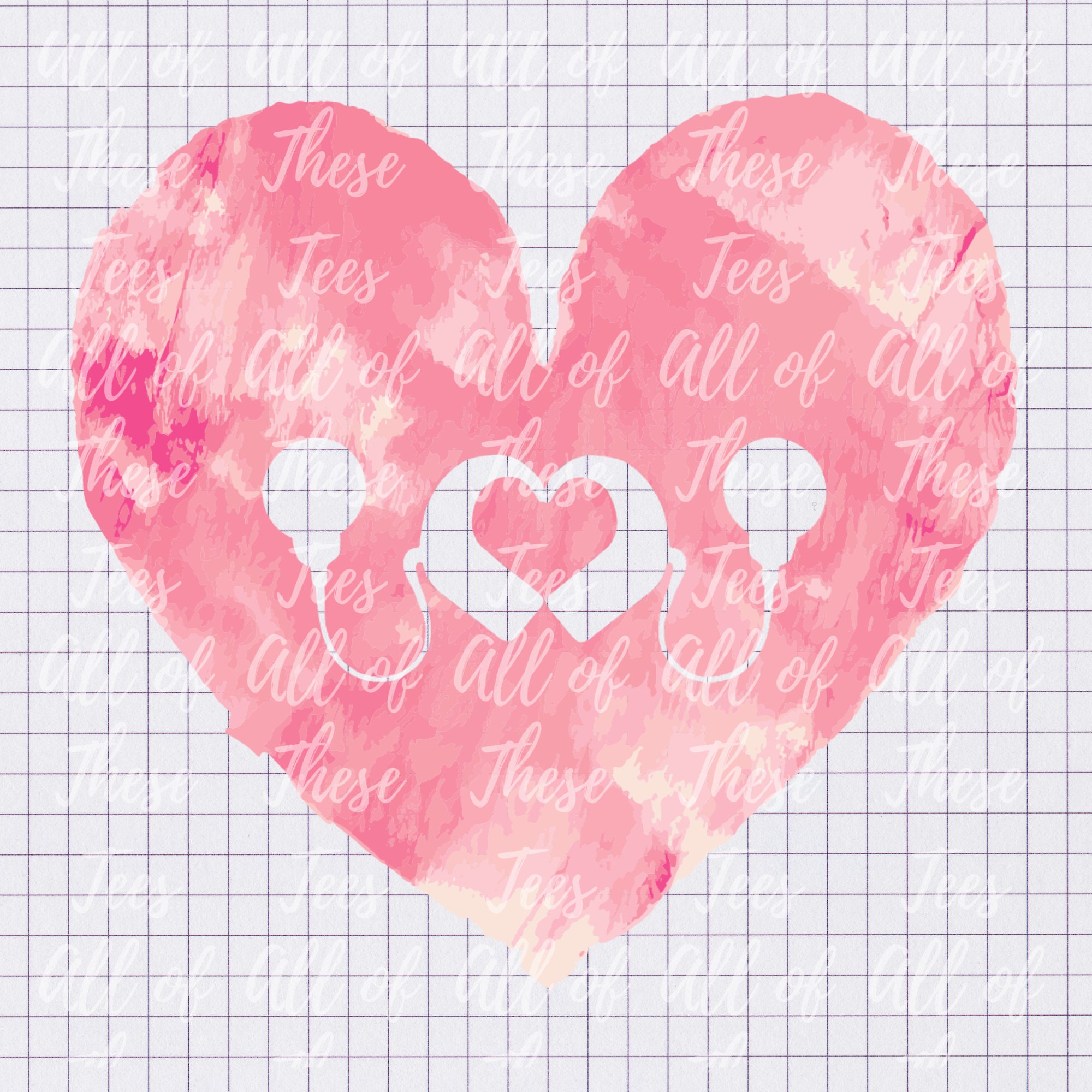 Instant Digital Download Pink Watercolor Heart With Cochlear - Etsy