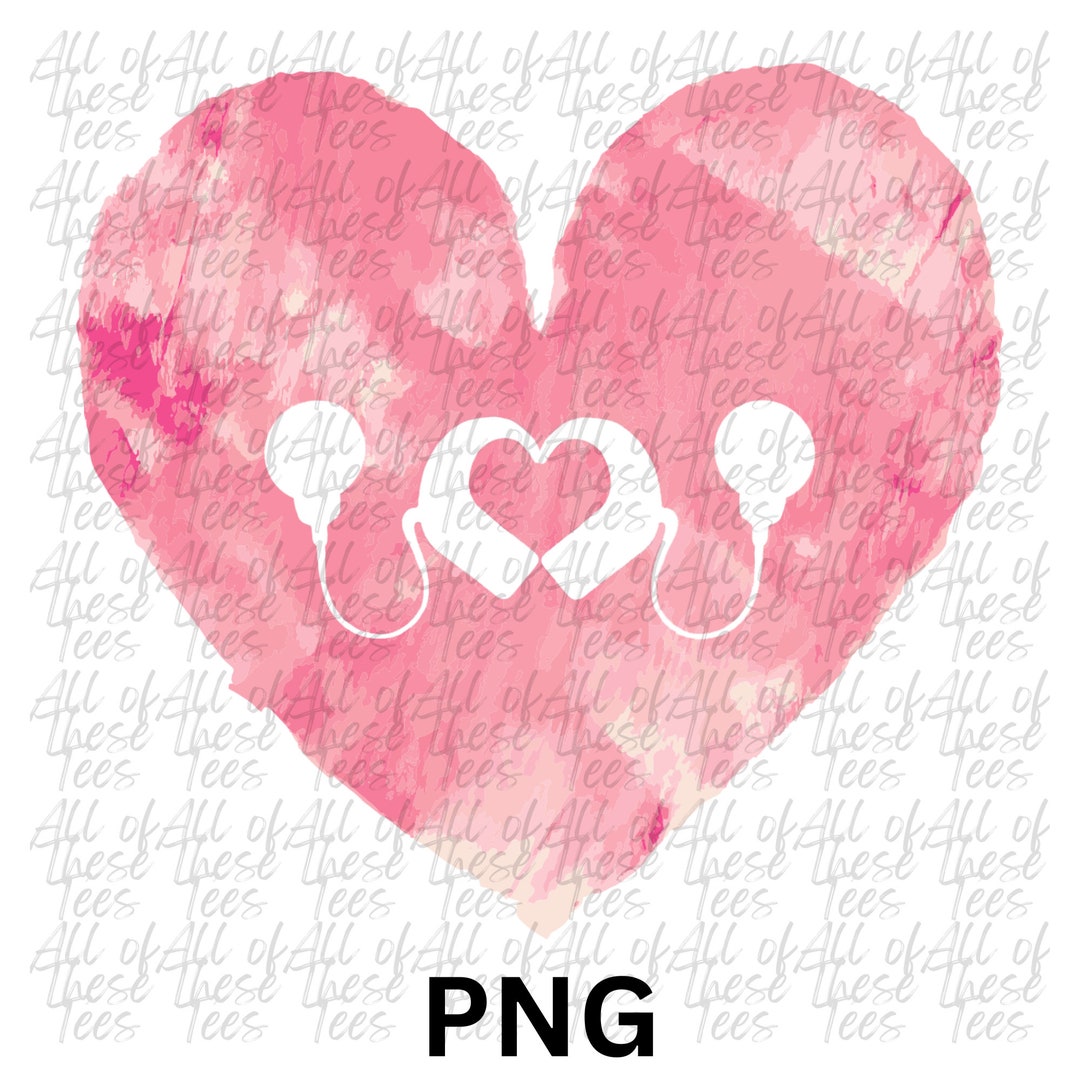 Instant Digital Download Pink Watercolor Heart With Cochlear Implant ...