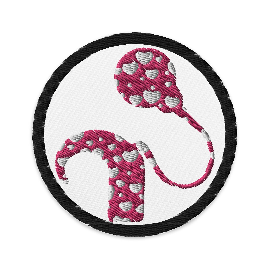 Embroidered Patches Cochlear Implant Pink Background With White Hearts ...