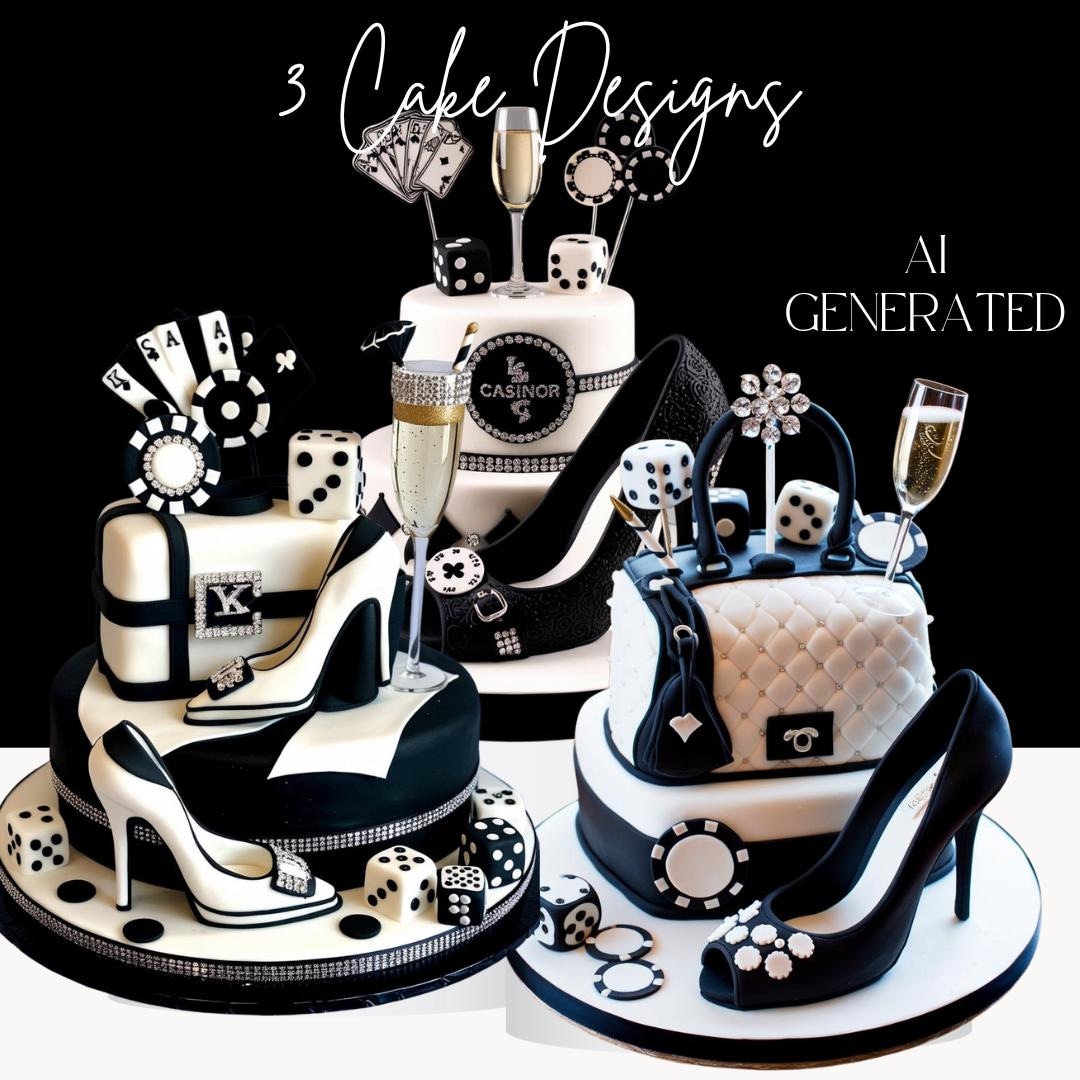 3 Designer Cake Purse & High Heel Shoe Red N White Cake With Rhinestone ...