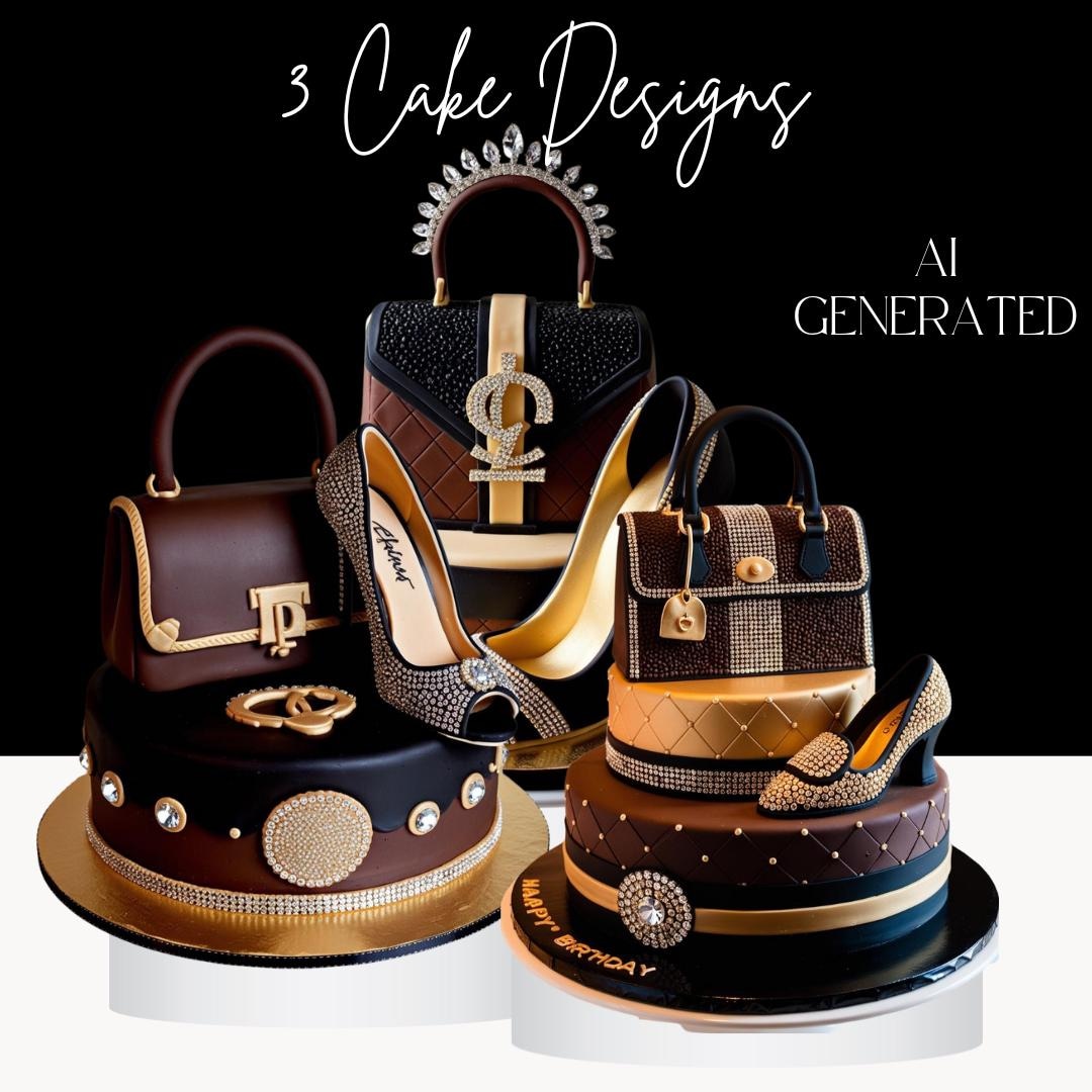 3 Designer Cake Purse & High Heel Shoe Red N White Cake With Rhinestone ...