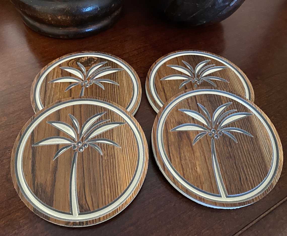 Palm Tree Coaster, Tropical Coaster, Coaster Set, Coconut Coaster ...