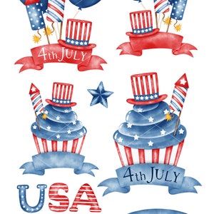 4th of July Independence Day Watercolor Clipart, Fourth of July ...