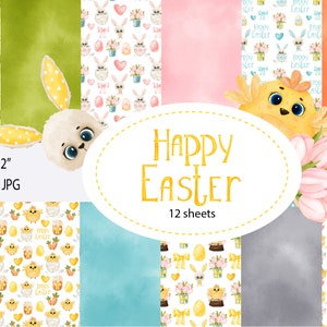Easter Watercolor Clipart. Bunny, Chicken Eggs Clip. Happy Easter ...