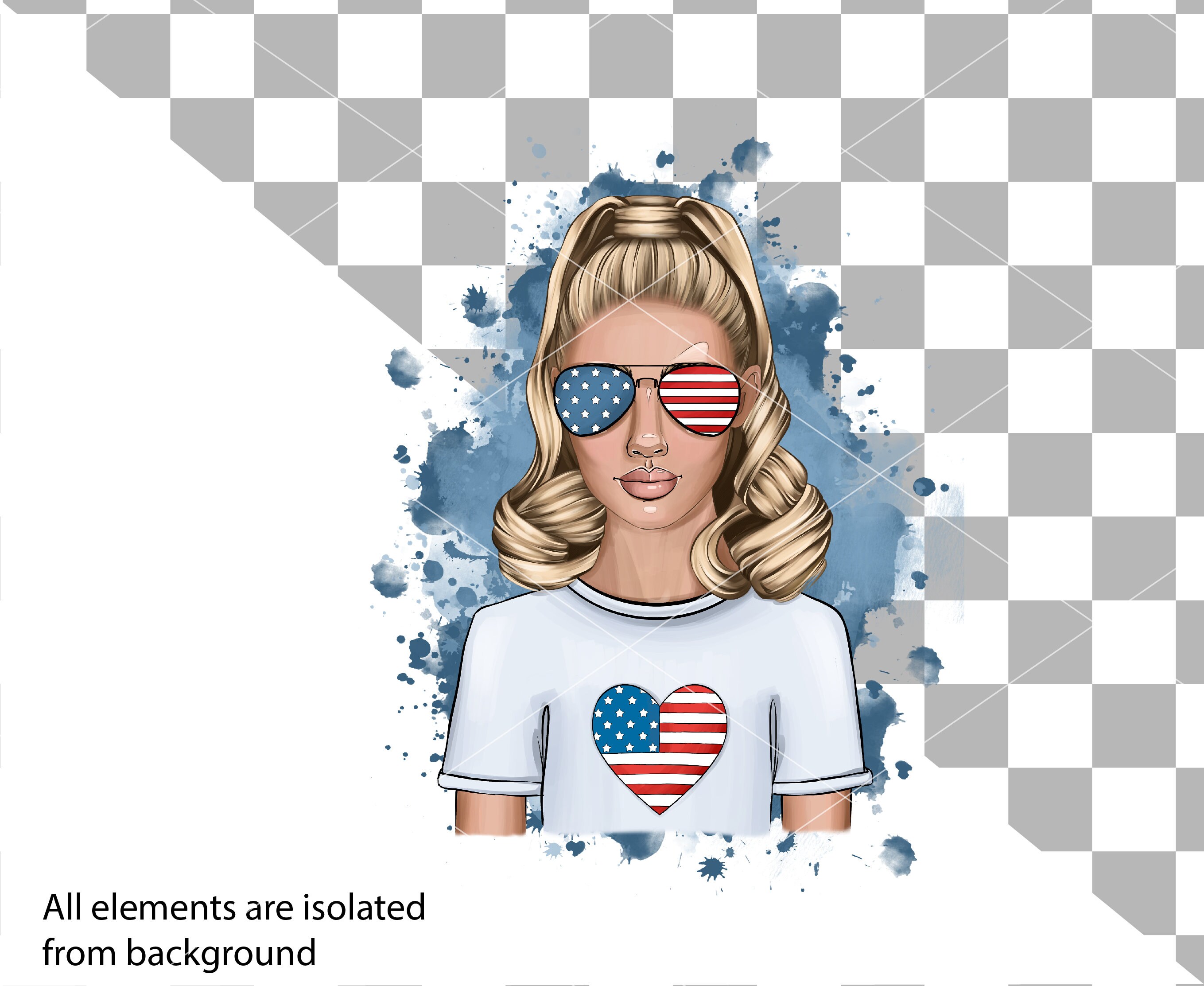 Independence Day 4th of July Clipart. Fashion Girls Clip Art. - Etsy
