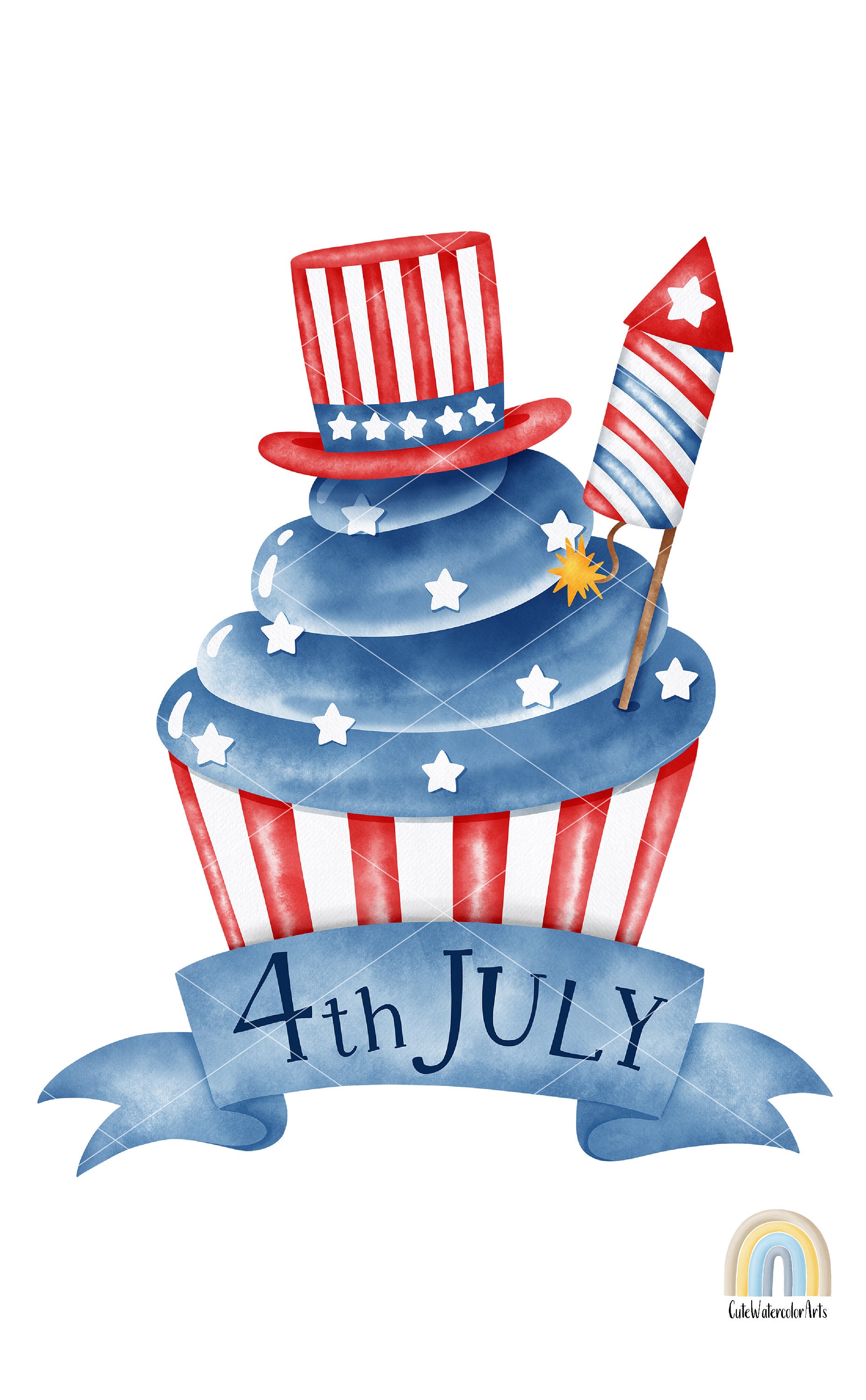Independence Day Watercolor Clipart, 4th of July Clipart, Fourth of ...