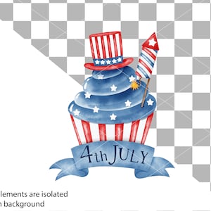 4th of July Independence Day Watercolor Clipart, Fourth of July ...
