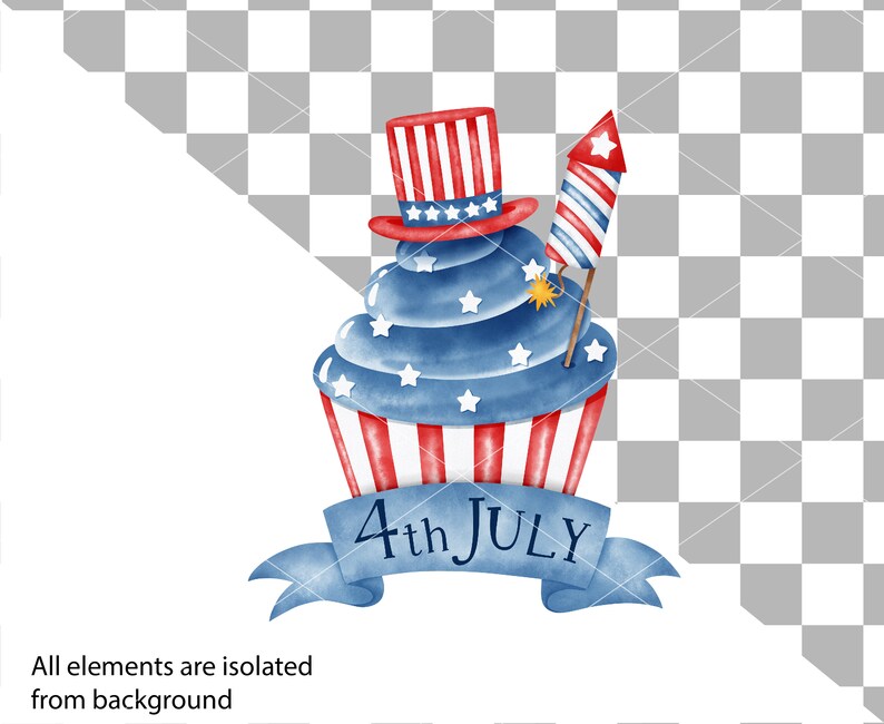 4th of July Independence Day Watercolor Clipart, Fourth of July ...